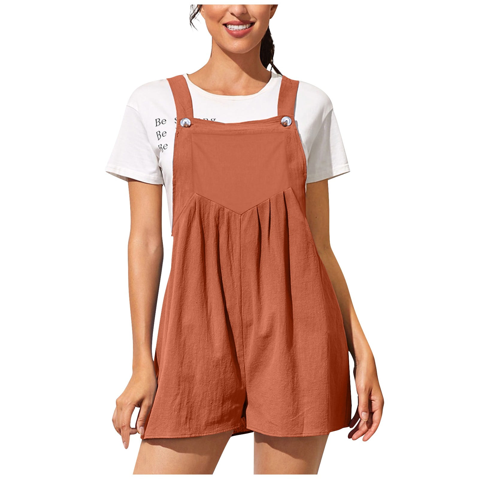 Summer Plus Size Wide Leg Loose Fit Solid Color Cotton Overalls,Women's ...