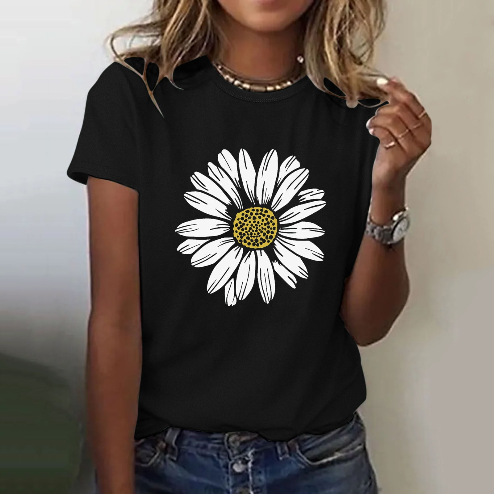 Black Summer Shirts for Women 2024, Short Sleeve Womens Tops Dressy ...