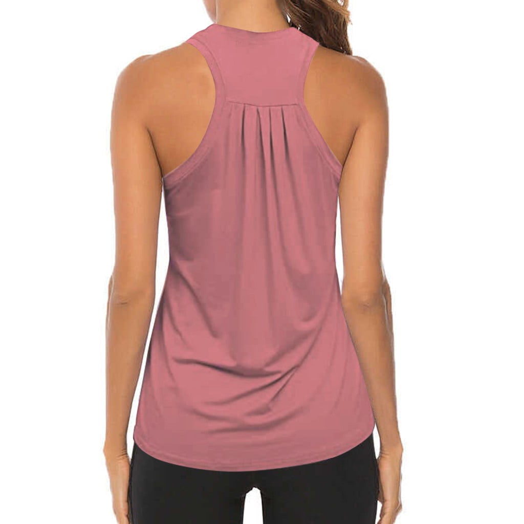 Summer Polyester Sleeveless Workout Racerback Yoga Tank Tops for Women ...