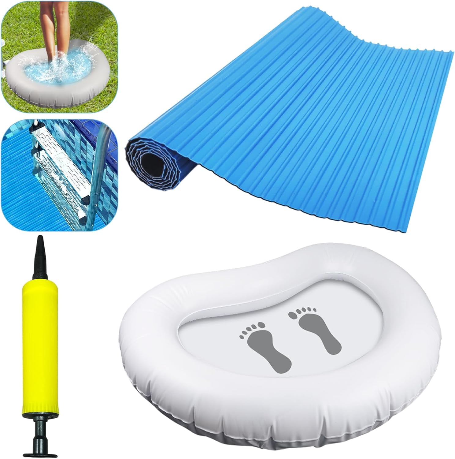 Summer Pool Accessories Set, Pool Ladder Mat and Inflatable Pool Foot ...