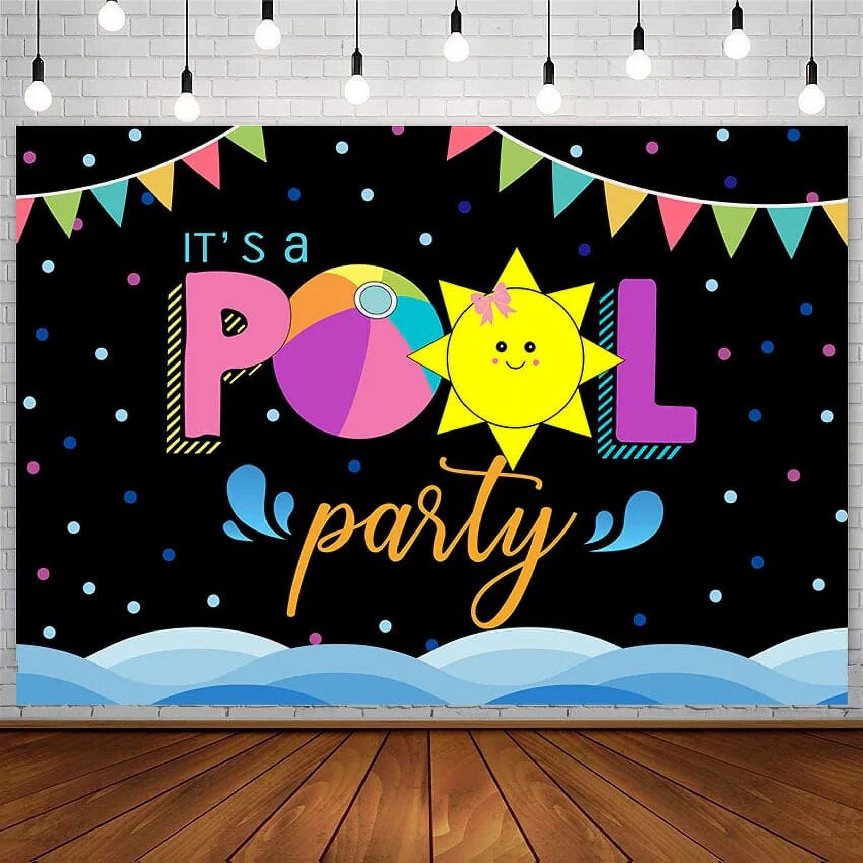 Summer Pool Backdrop Sun Banner Water Splash Child Party Decor ...