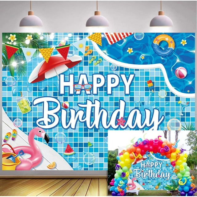 Summer Pool Party Backdrop for Birthday Party Pool Birthday Party ...