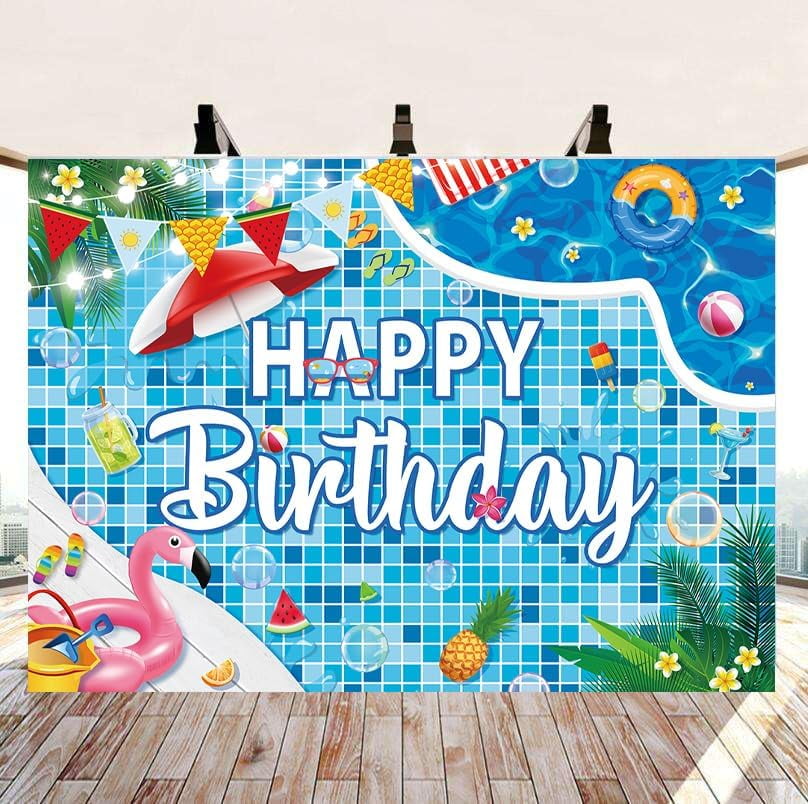 Summer Pool Party Backdrop for Birthday Party Pool Birthday Party ...