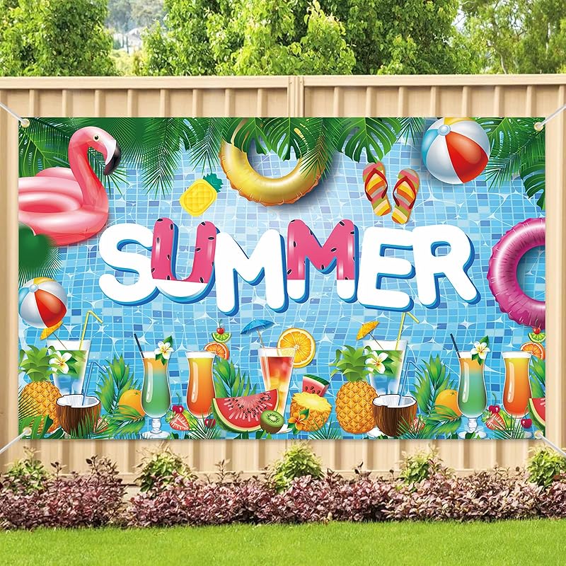 Summer Pool Party Backdrop, Extra Large Pool Party Decoration Swimming ...