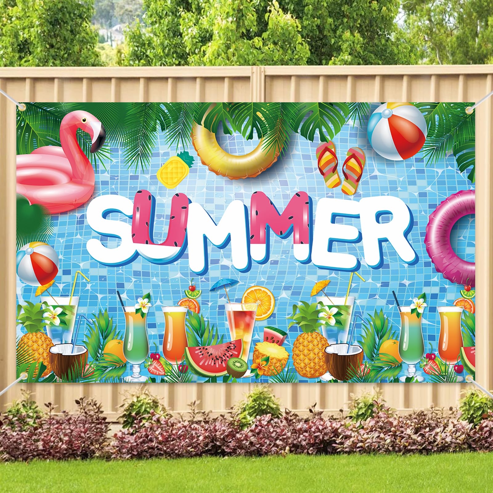 Summer Pool Party Backdrop, Extra Large Pool Party Decoration Swimming ...
