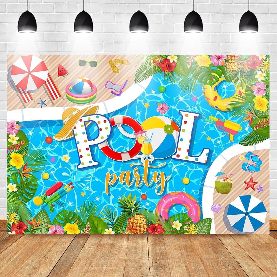 Summer Pool Party Backdrop Pool Party Photography Background for Kids ...