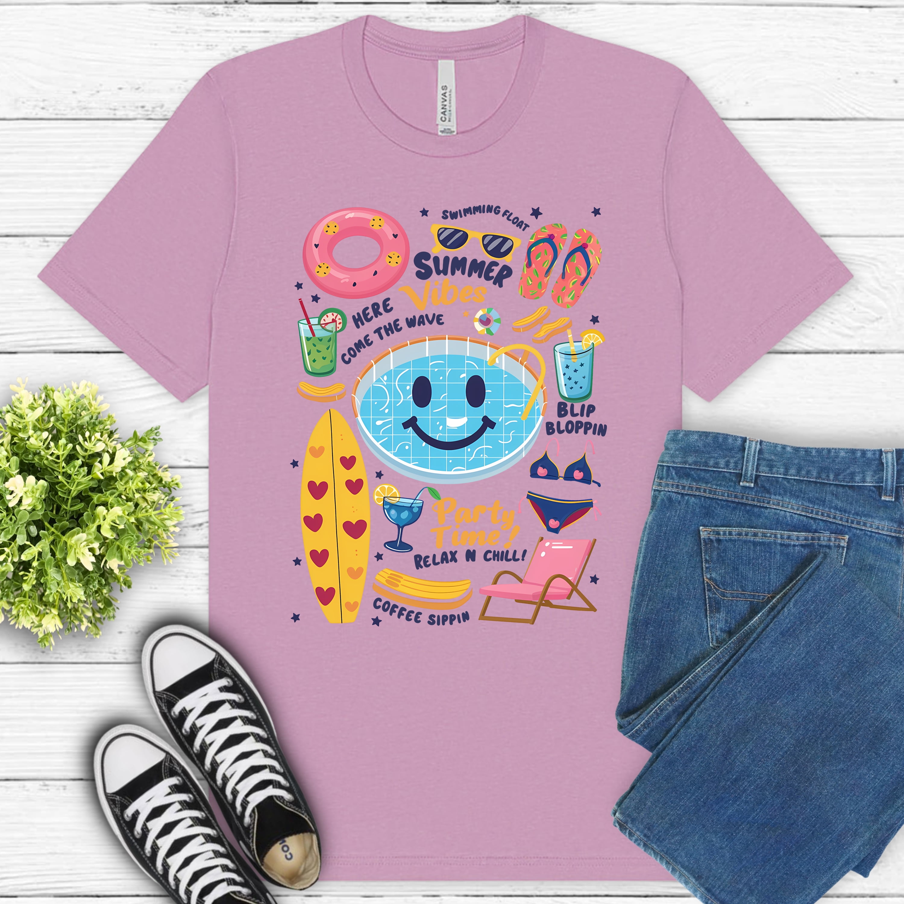 Summer Pool Party Shirt | Cute Beach Vibes Graphic Tee for Vacation ...