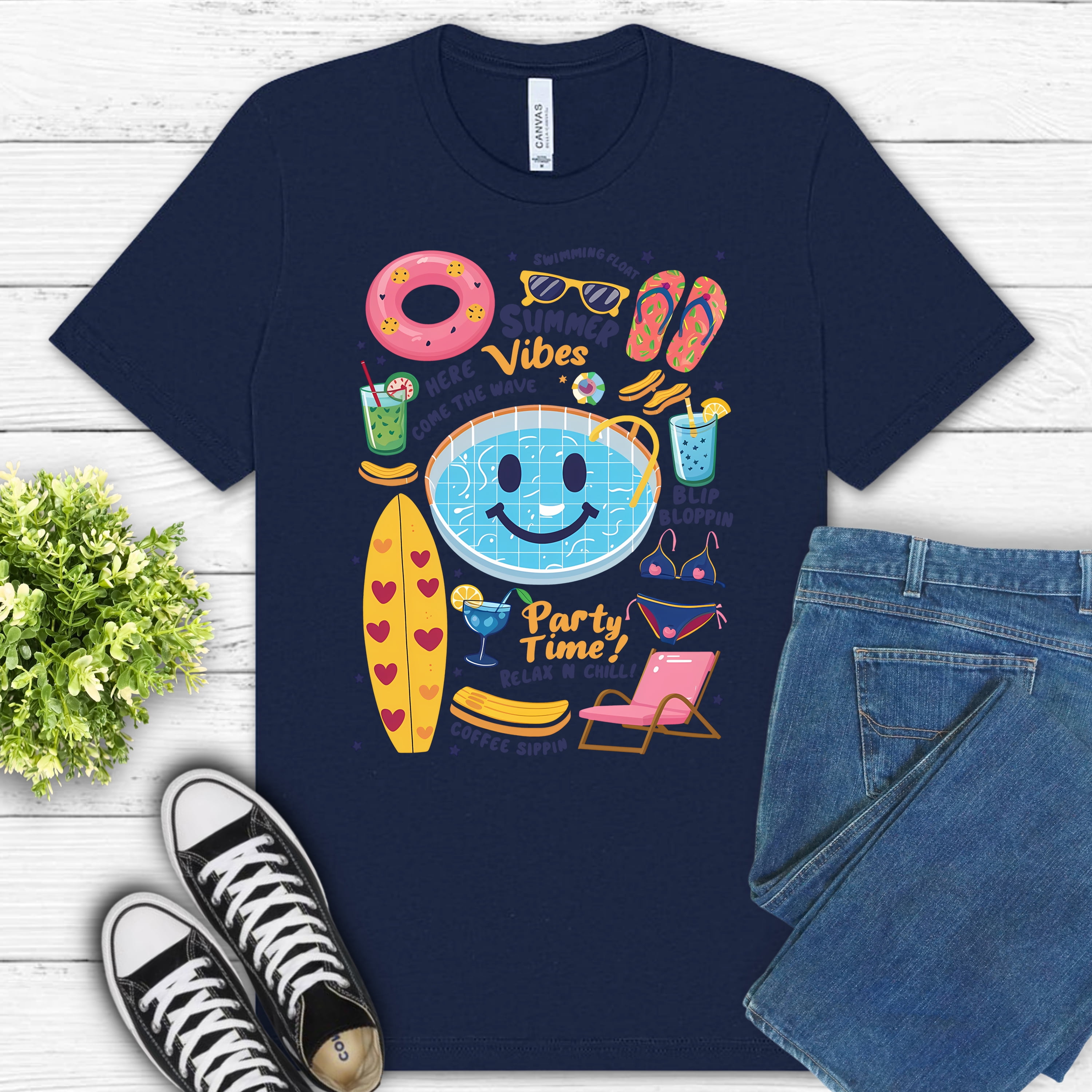 Summer Pool Party Shirt | Cute Beach Vibes Graphic Tee for Vacation ...