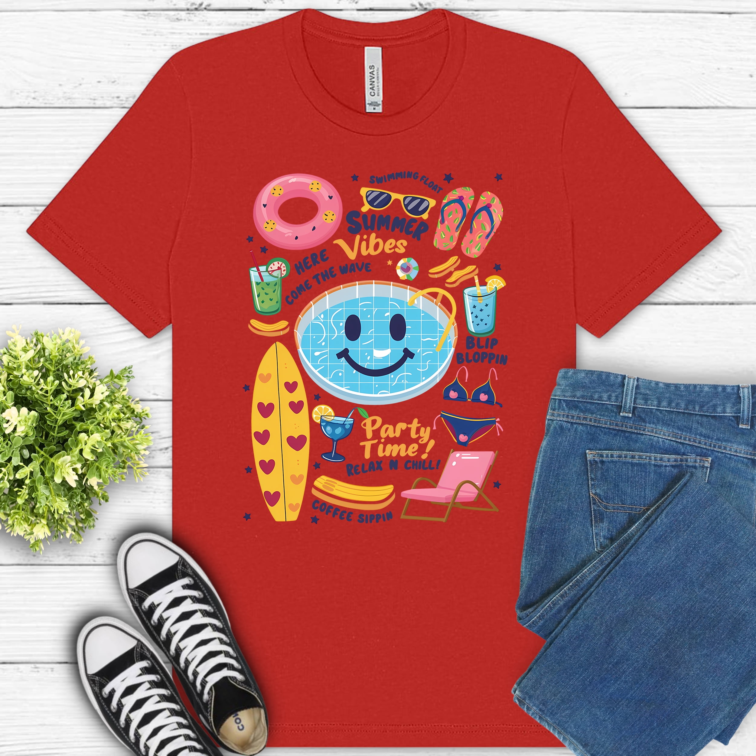 Summer Pool Party Shirt | Cute Beach Vibes Graphic Tee for Vacation ...