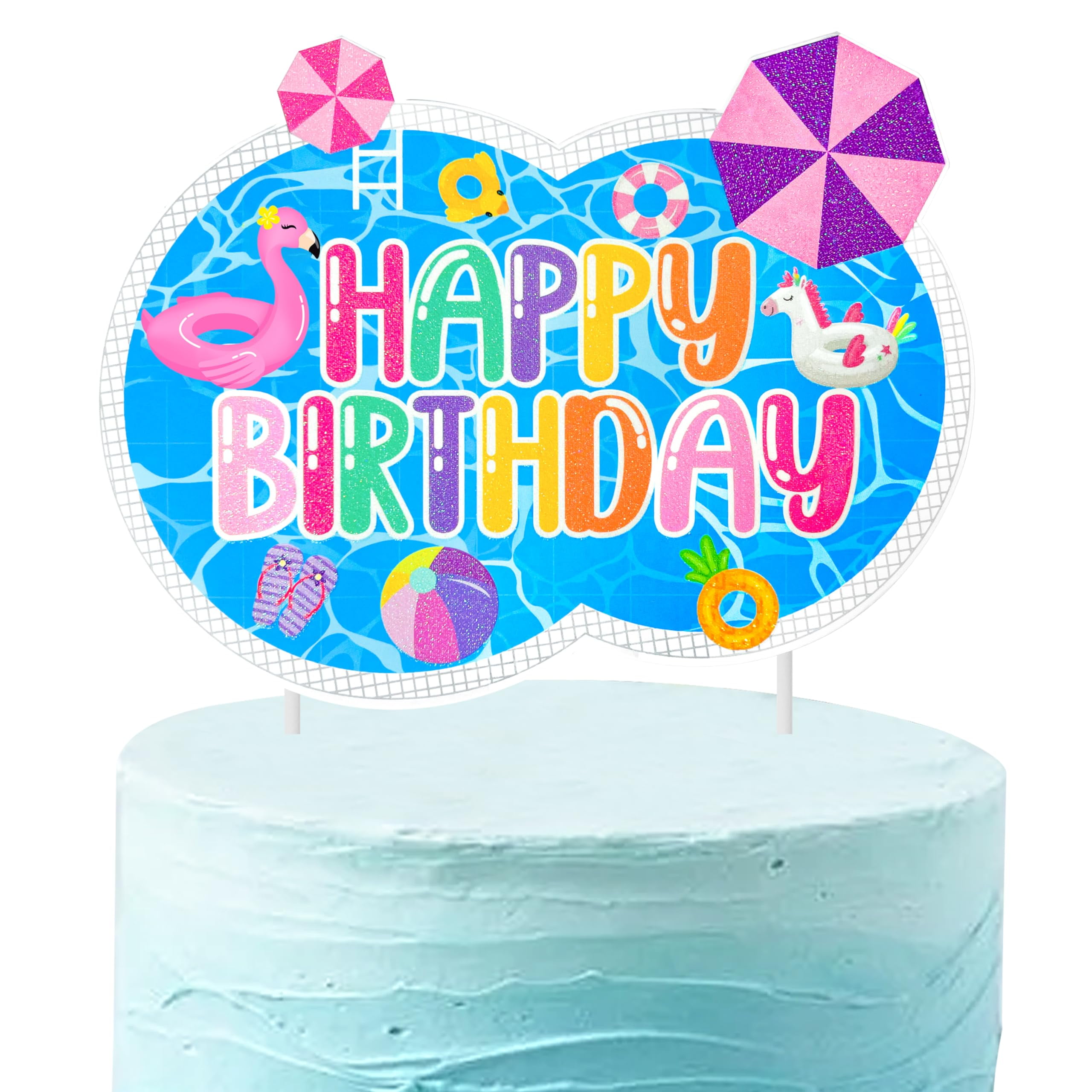 Summer Pool PartyITSC Cake Topper Summer Beach Birthday Cake ...