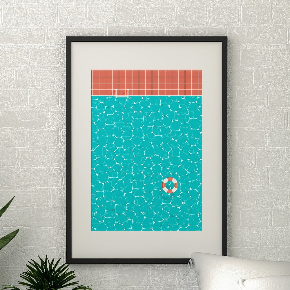 Summer Pool Poster With Float: Modern And Relaxing Art For Home Decor ...