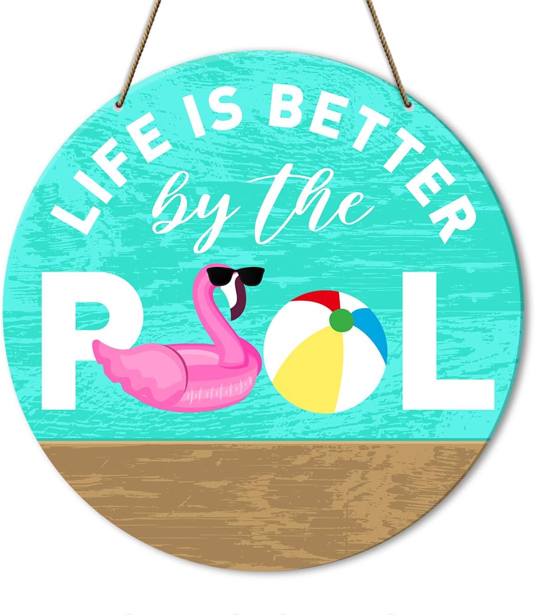 Summer Pool Signs Wall Decor, Summer Swimming Pool Front Door Signs for ...