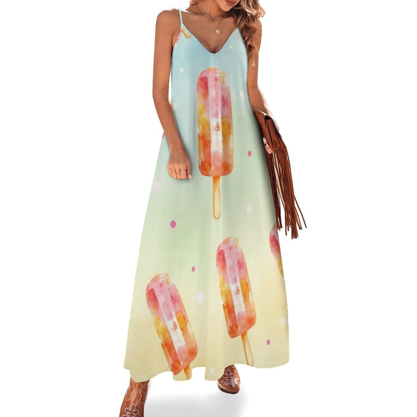 Summer Popsicle Pattern Sleeveless Dress Beach Outfits for Women Luxury Dress Dress Women Party ...