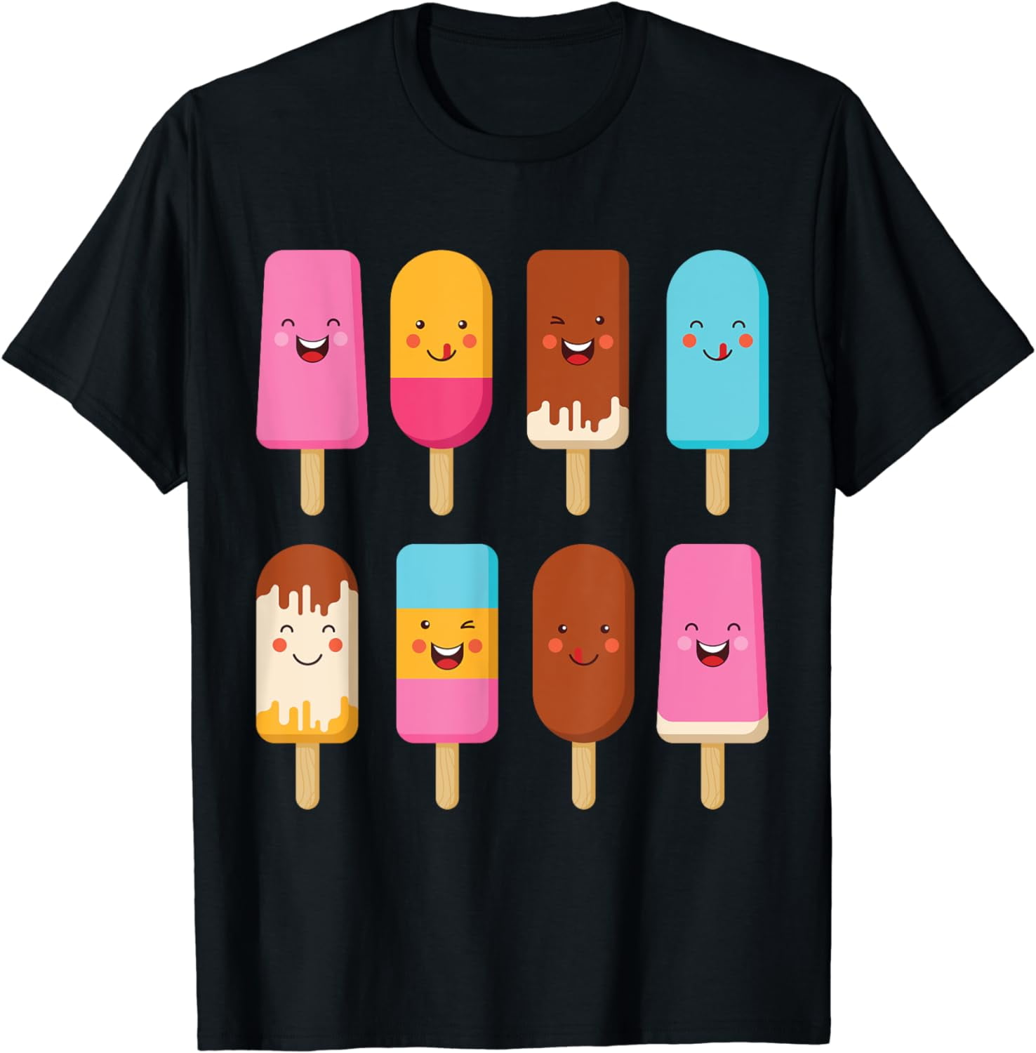 Summer Popsicles Creamsicles Ice Cream Bars With Cute Kawaii T-Shirt ...