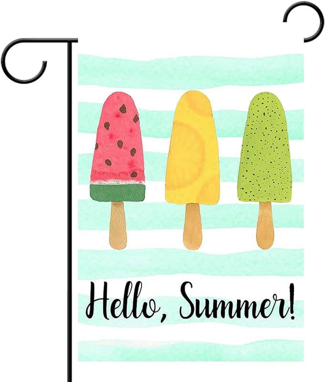 Summer Popsicles and Ice Cream Blue Stripe Double Sided House Flag ...