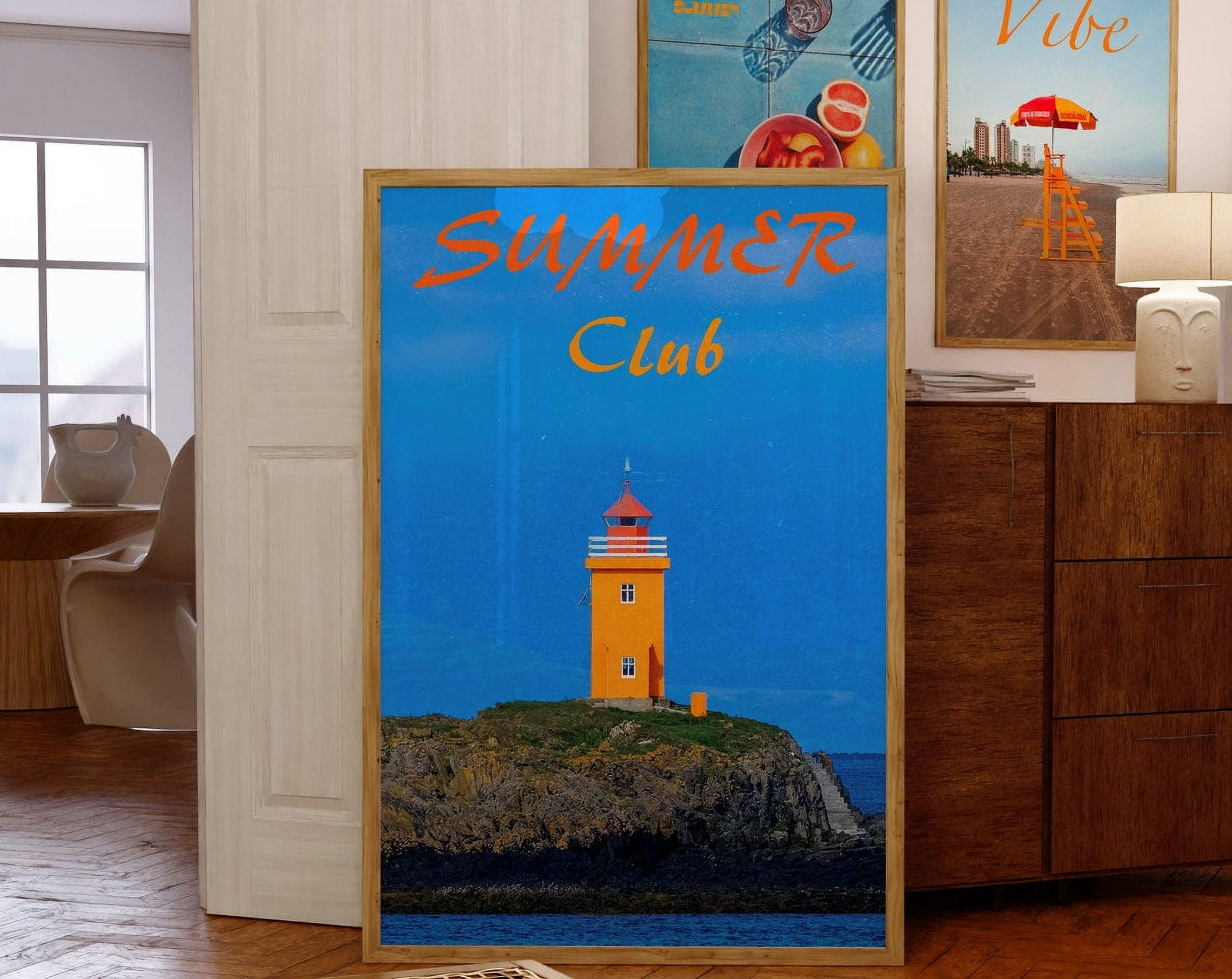 Summer Poster, 70S Poster, Blue Wall Art, Lighthouse Poster, Vintage ...