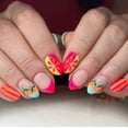 Summer Press on Nails Short Oval Fake Nails with Fruit Designs Cute ...