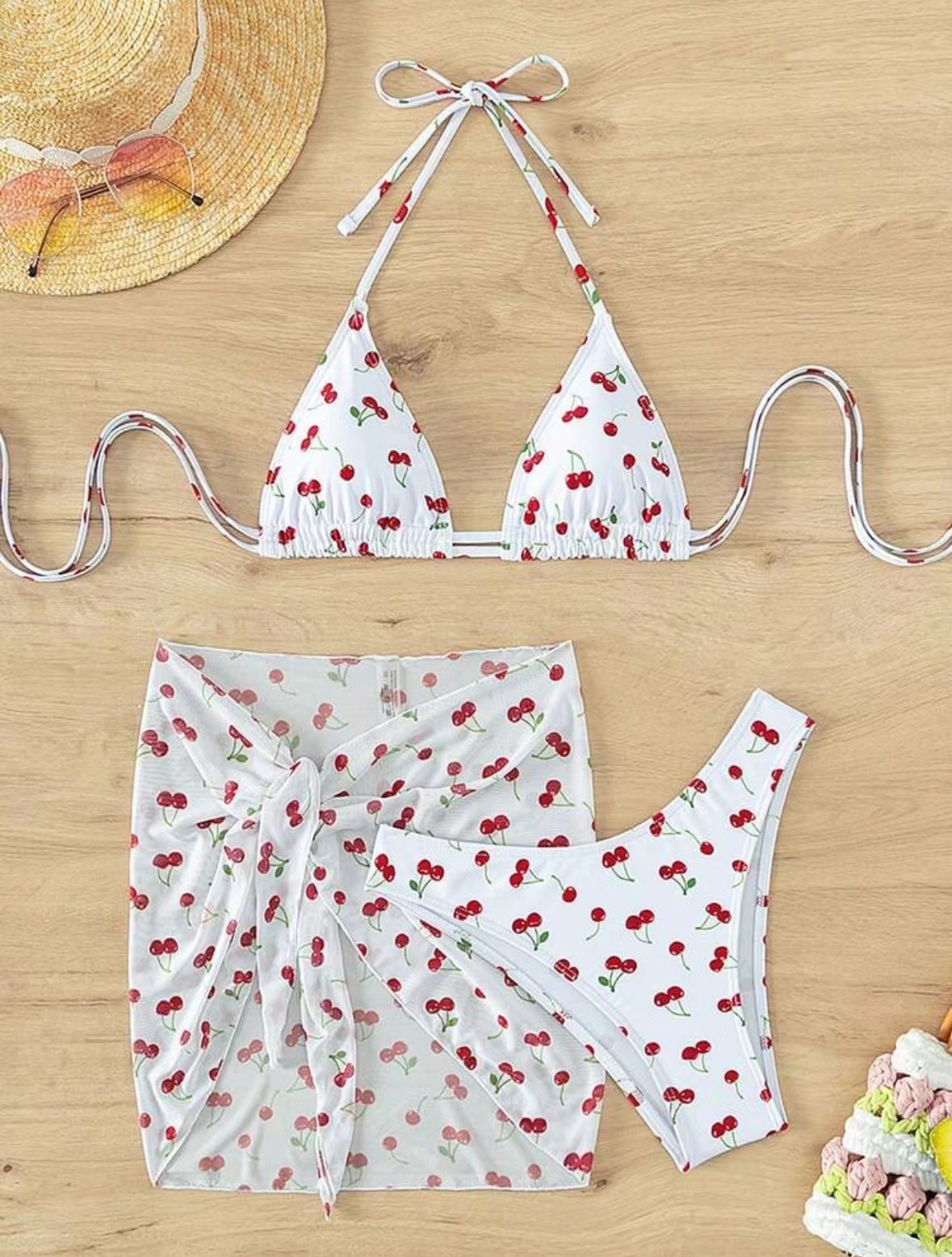 Summer Print Swimsuits Female Swimwear Push Up For Beach Wear Three ...