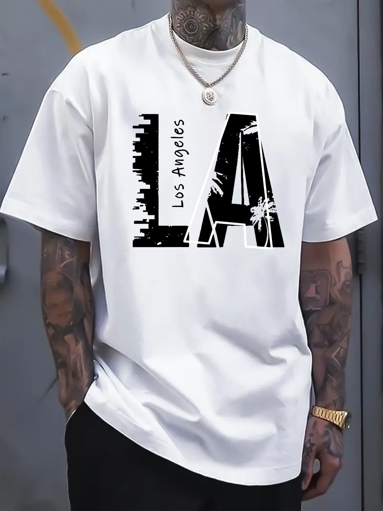 [Summer Print Tee] Casual Summer Short Sleeve LA Print Tee Shirt - Tees ...