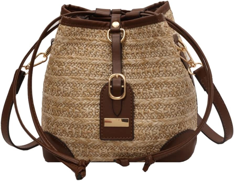 Summer Purses Straw Bucket Bag For Women,Straw Purse Woven Beach Bag ...