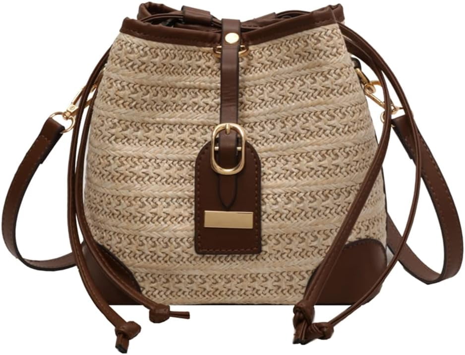 Summer Purses Straw Bucket Bag For Women,Straw Purse Woven Beach Bag ...