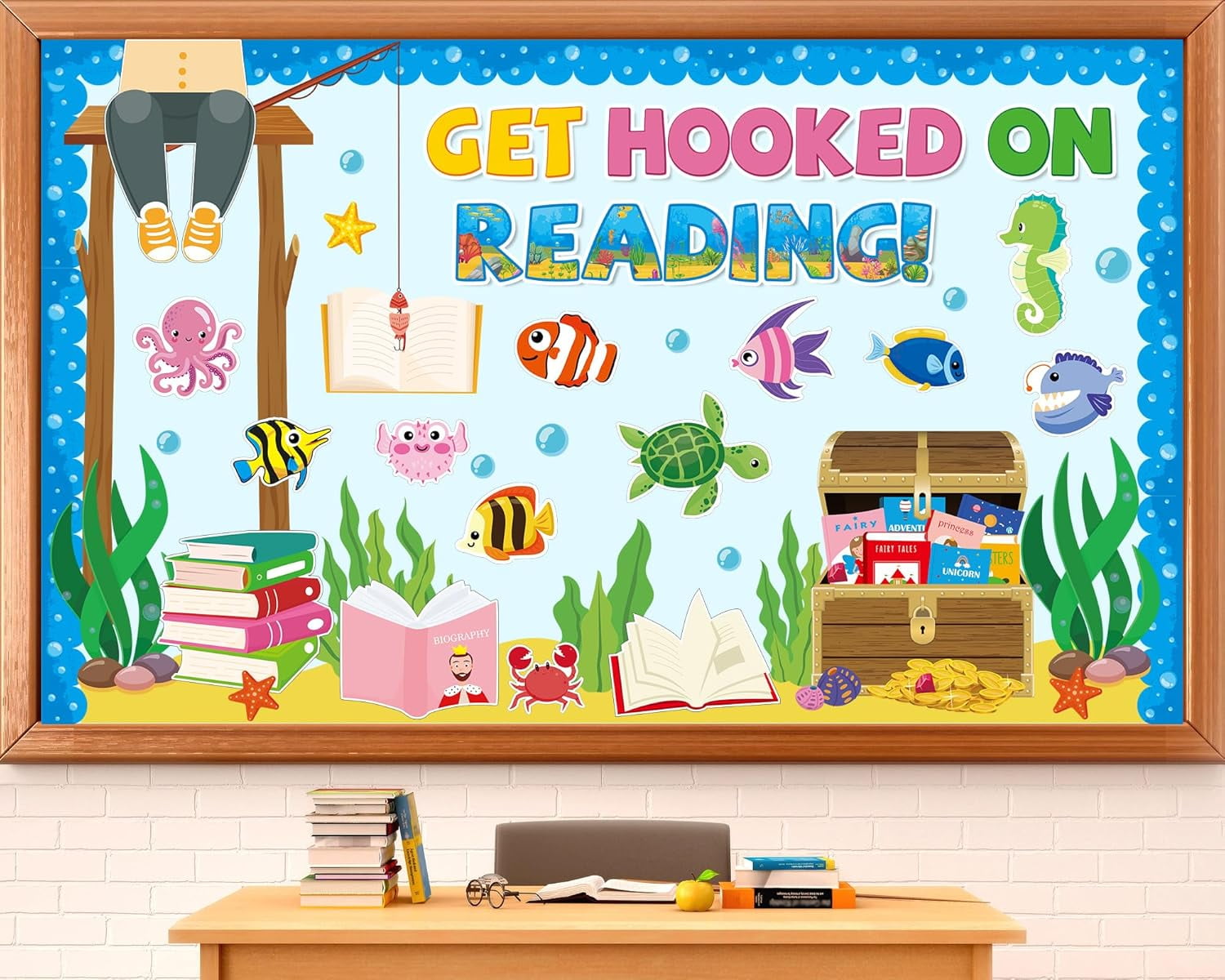 Summer Reading Bulletin Board Decorations Set Get Hooked on Reading ...