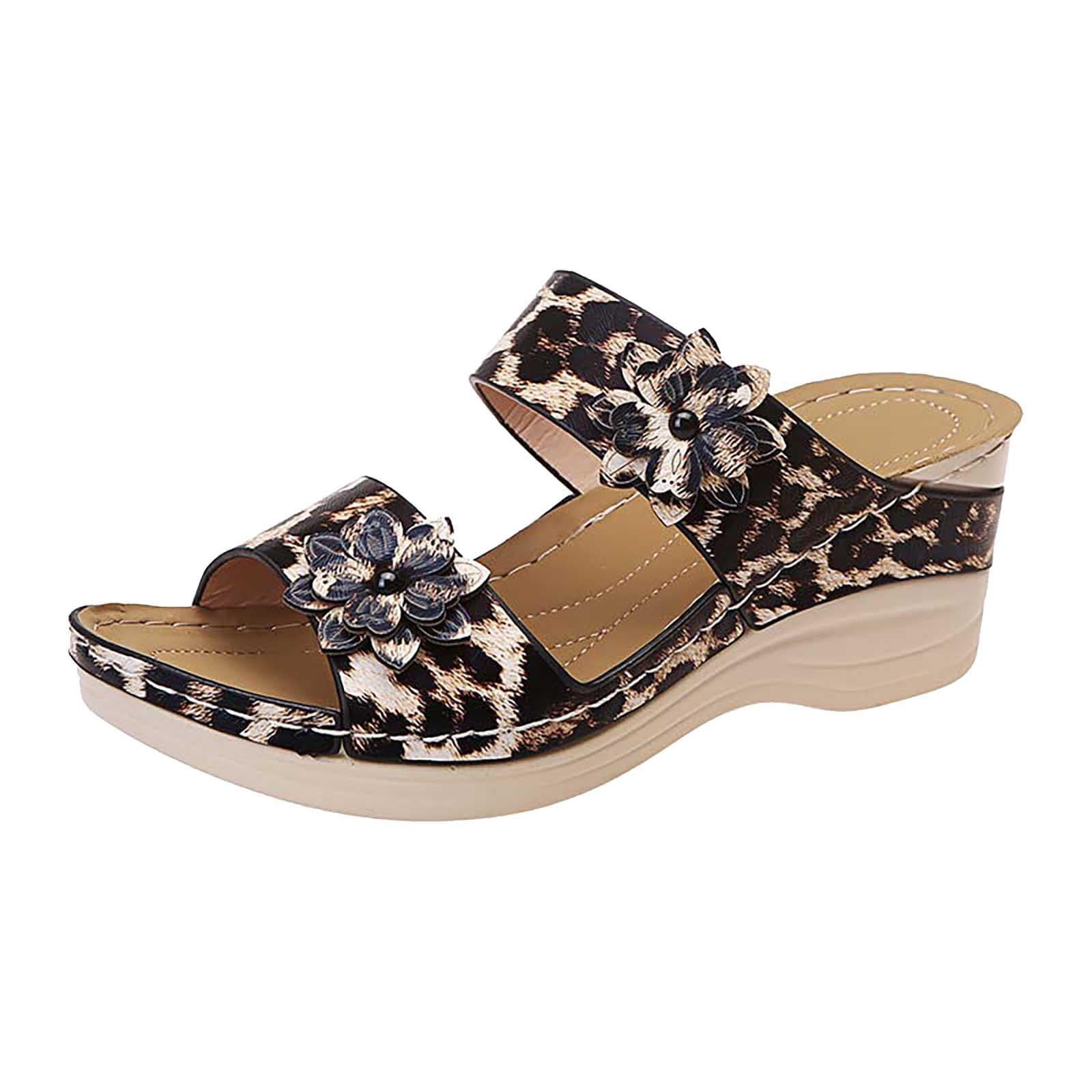 Summer Retro Casual Flowers High-heeled Flat-bottomed Ladies Wedge ...