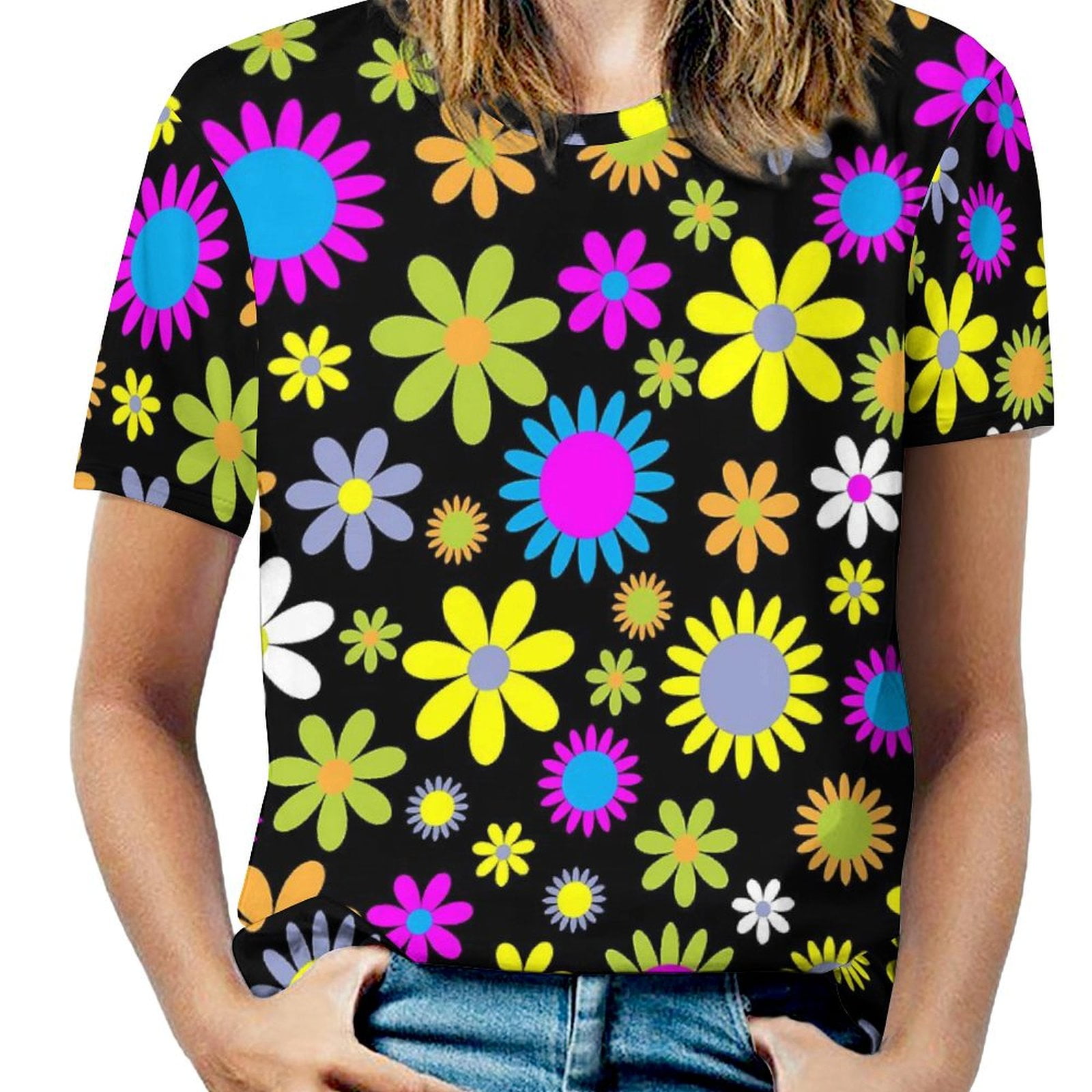 Summer Retro Flower Power T-Shirts 70s Classic Floral Street Wear T ...