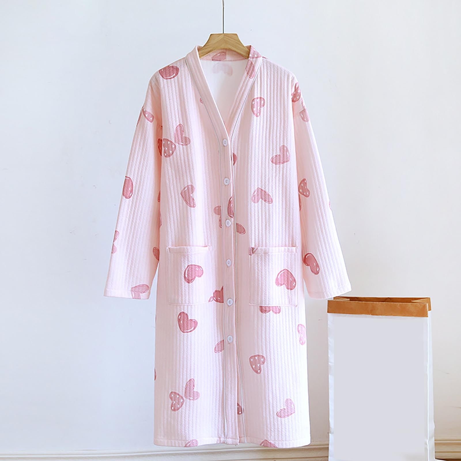 Summer Robes For Women Cotton Ladies Bathrobes Robe Short Cozy Cardigan ...