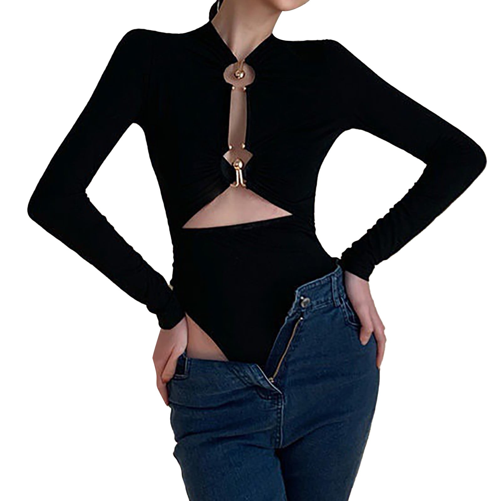 Summer Romper Outfits For Women 2024 Trendy New Sexy Metal Slim Front