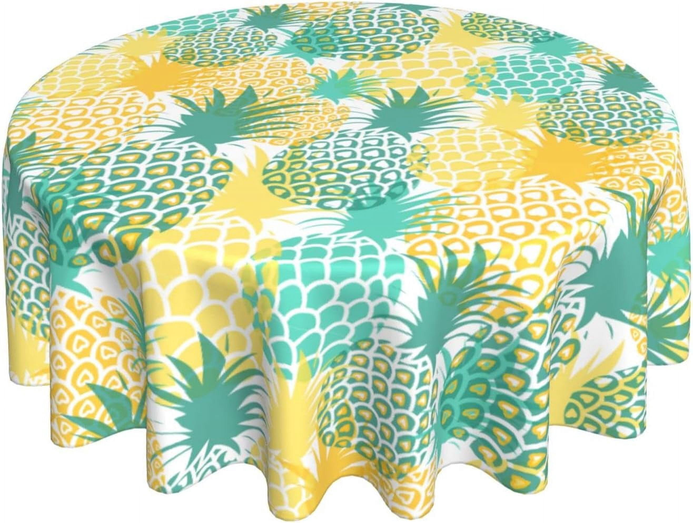 Summer Round Tablecloth 60 Inch Pineapple Tropical Fruit Table Clothes ...