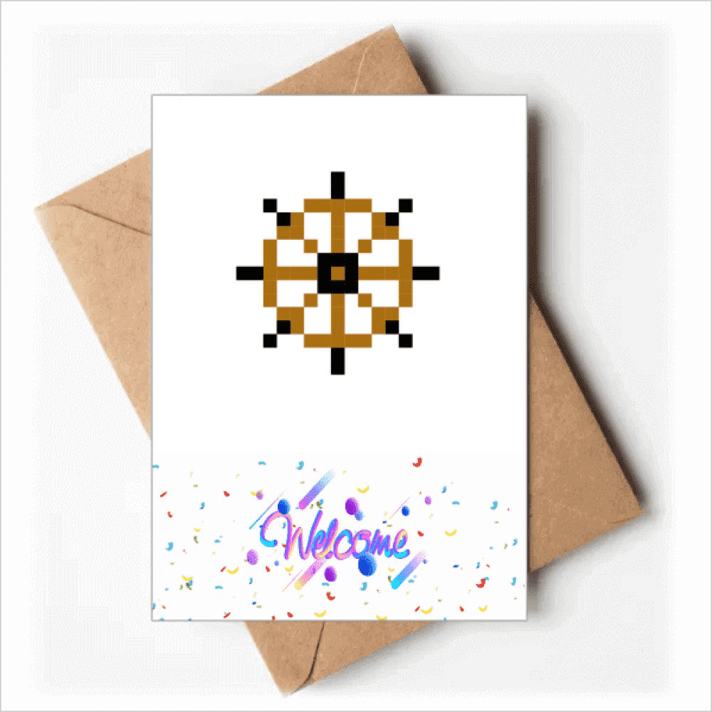 Summer Sail Rudder Pixel Art Deco Fashion Welcome Back Greeting Cards ...