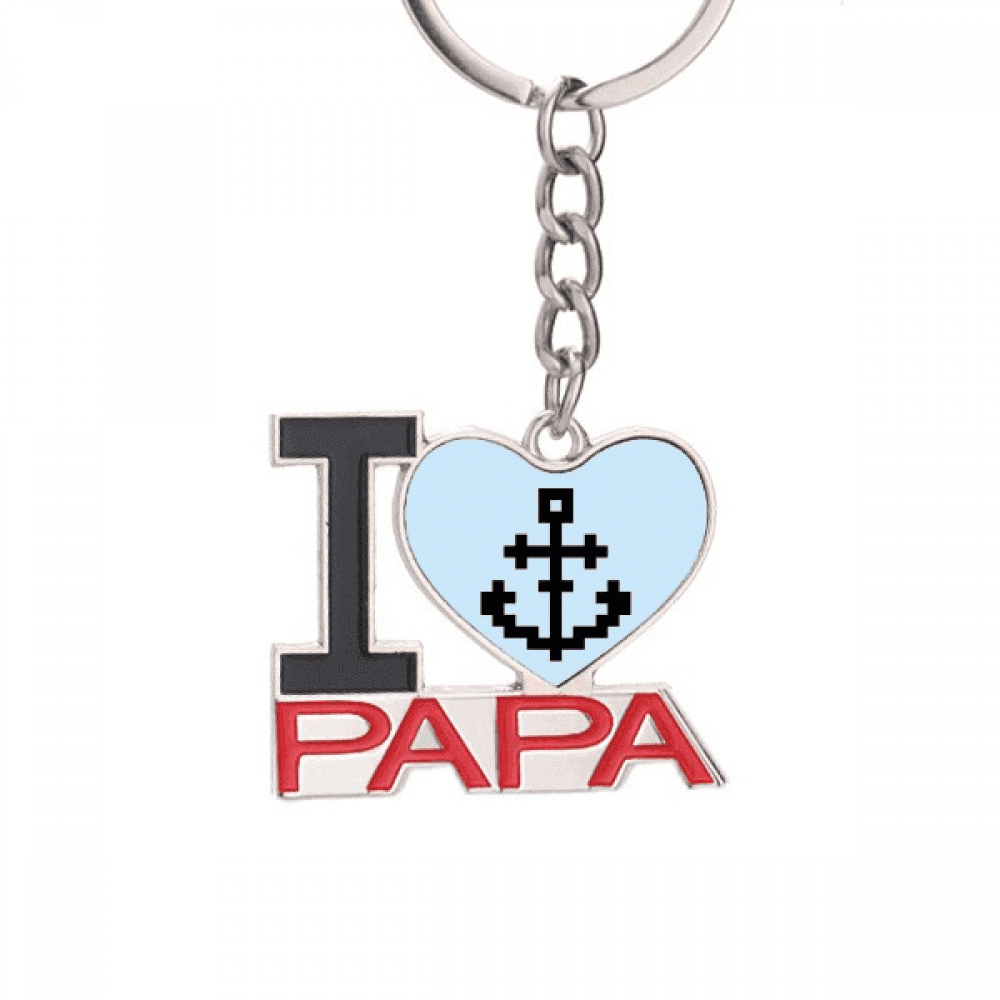 Summer Sail Sailors Ship Pixel Keychain Metal Keyring Holder Love PAPA ...