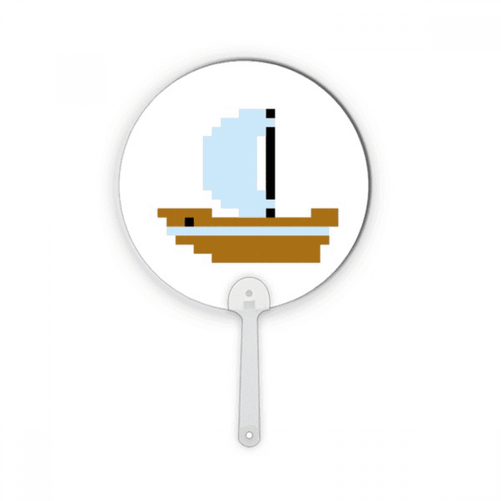 Summer Sail Ship Sea Pixel Plastic Round Handheld Fan Decorations Craft ...