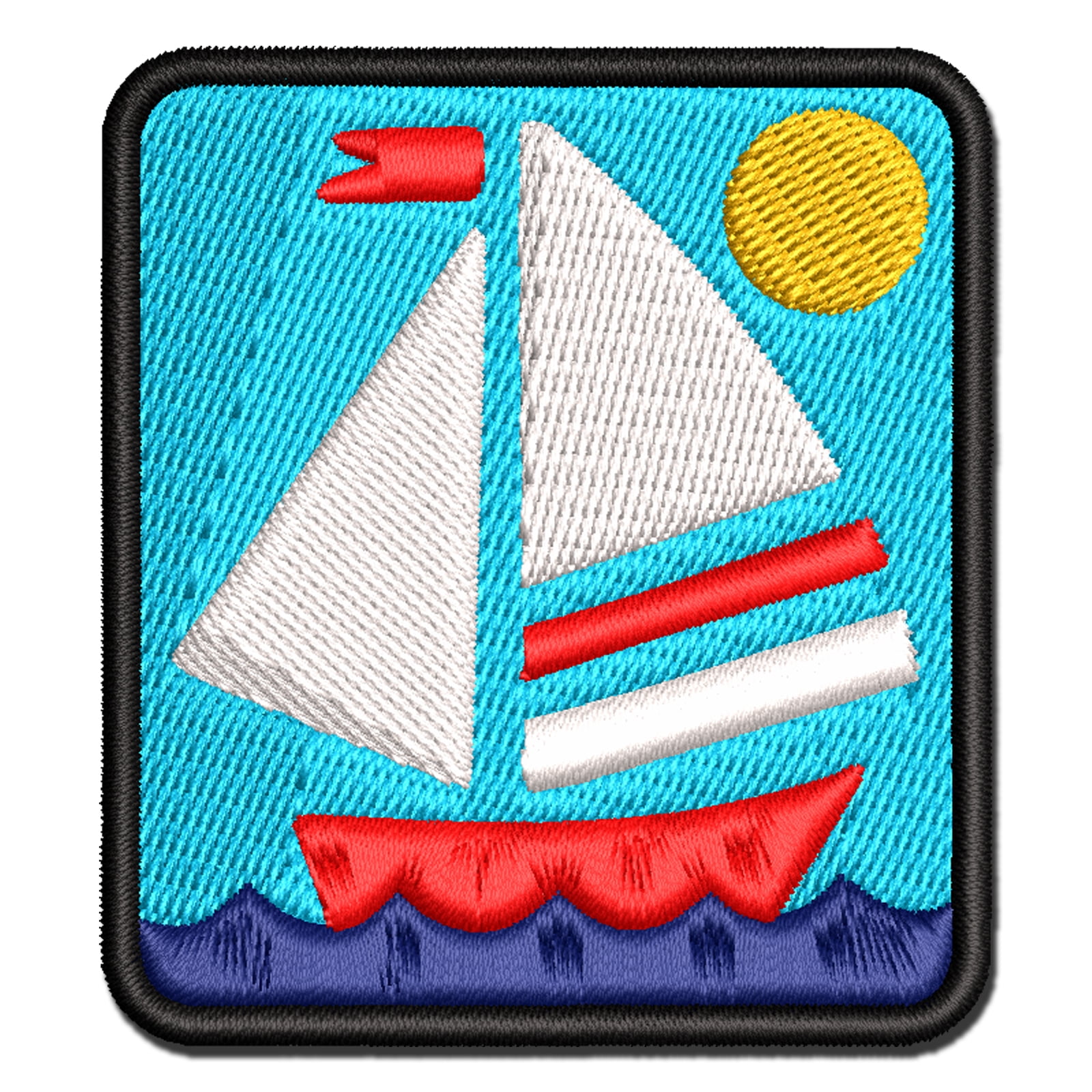 Summer Sailboat Sailing Applique Multi-Color Embroidered Hook & Loop ...