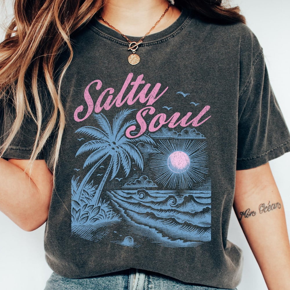 Summer Salty Soul Shirt, Trendy Summer Tshirt, Retro Beach Outfit ...