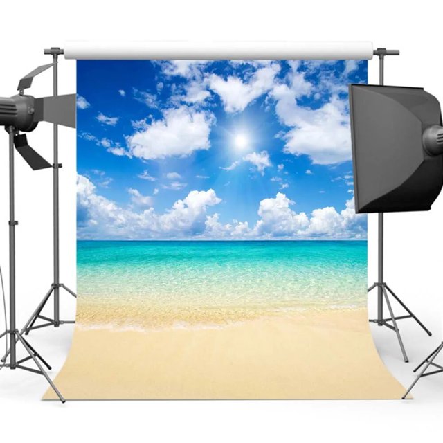 Summer Sandy Beach Background Photography Blue Sky Sea Backdrops for ...