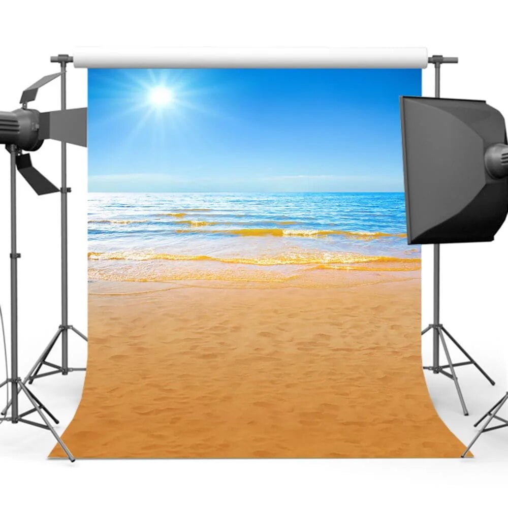 Summer Sandy Beach Background Photography Blue Sky Sea Backdrops for ...