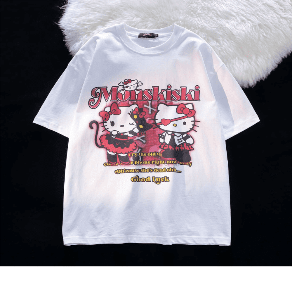 Summer Sanrio Gothic Cotton T-shirt Fashion New 2024 White T-shirt ...