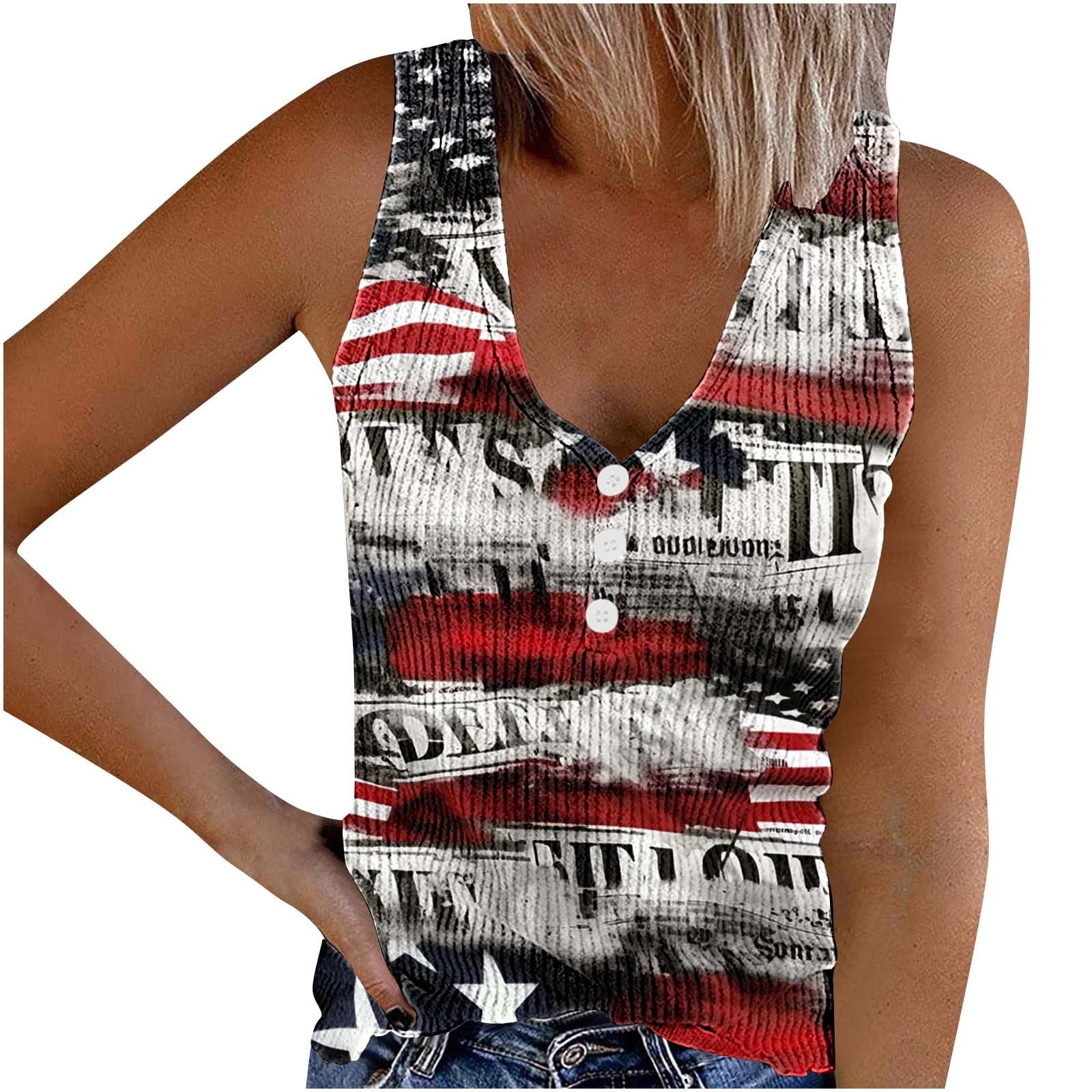 Summer Save On Womens Sleeveless Shirts Independence Day Tank Tops Usa ...