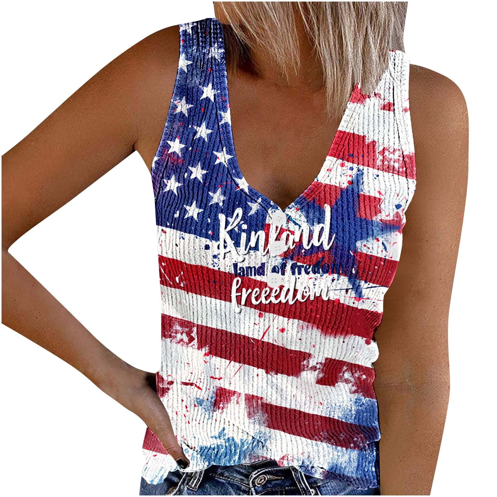 Summer Save On Womens Sleeveless Shirts Independence Day Tank Tops Usa ...