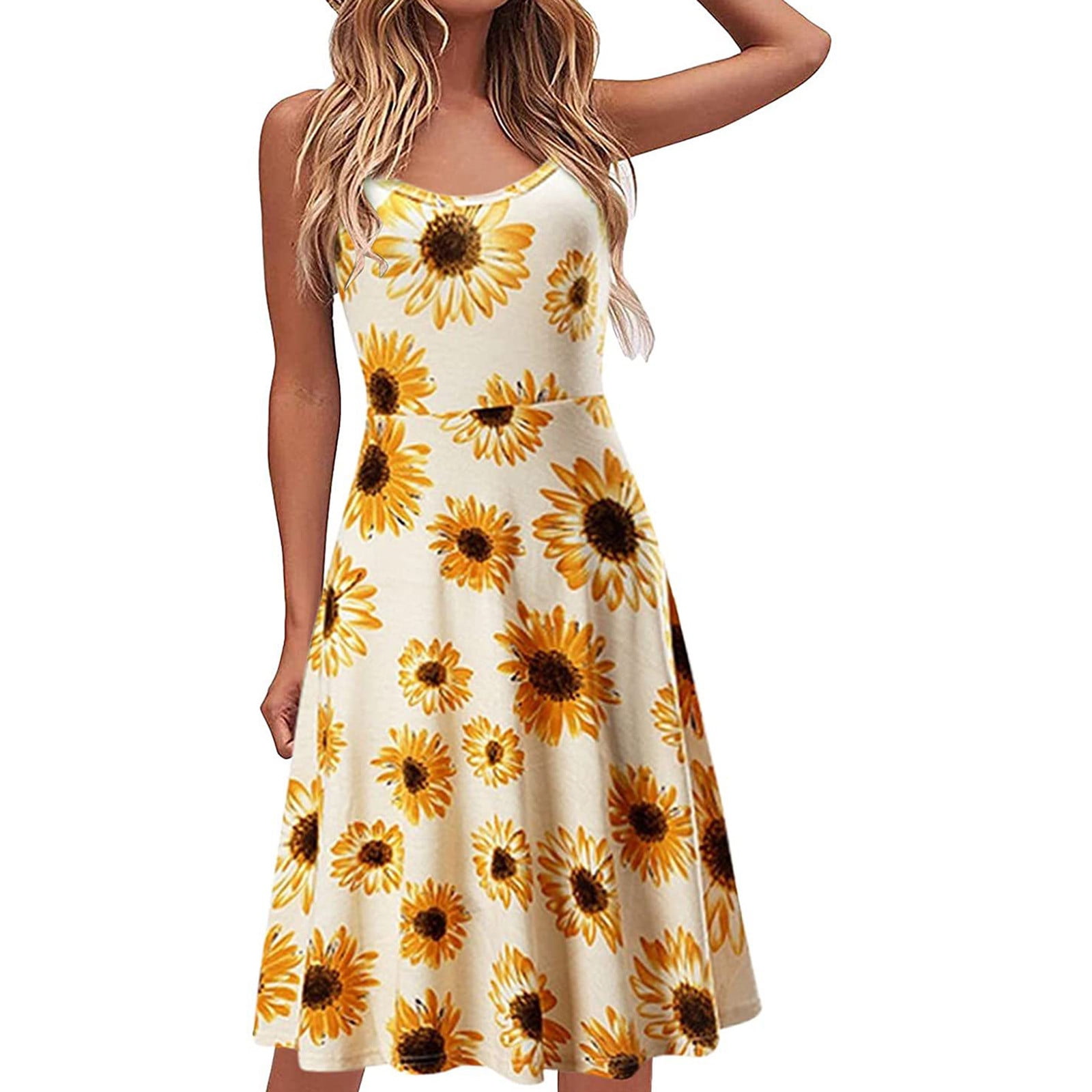 Summer Saving Clearance 2025! CALAFEBILA Women Sun Dress Gorgeous Print ...