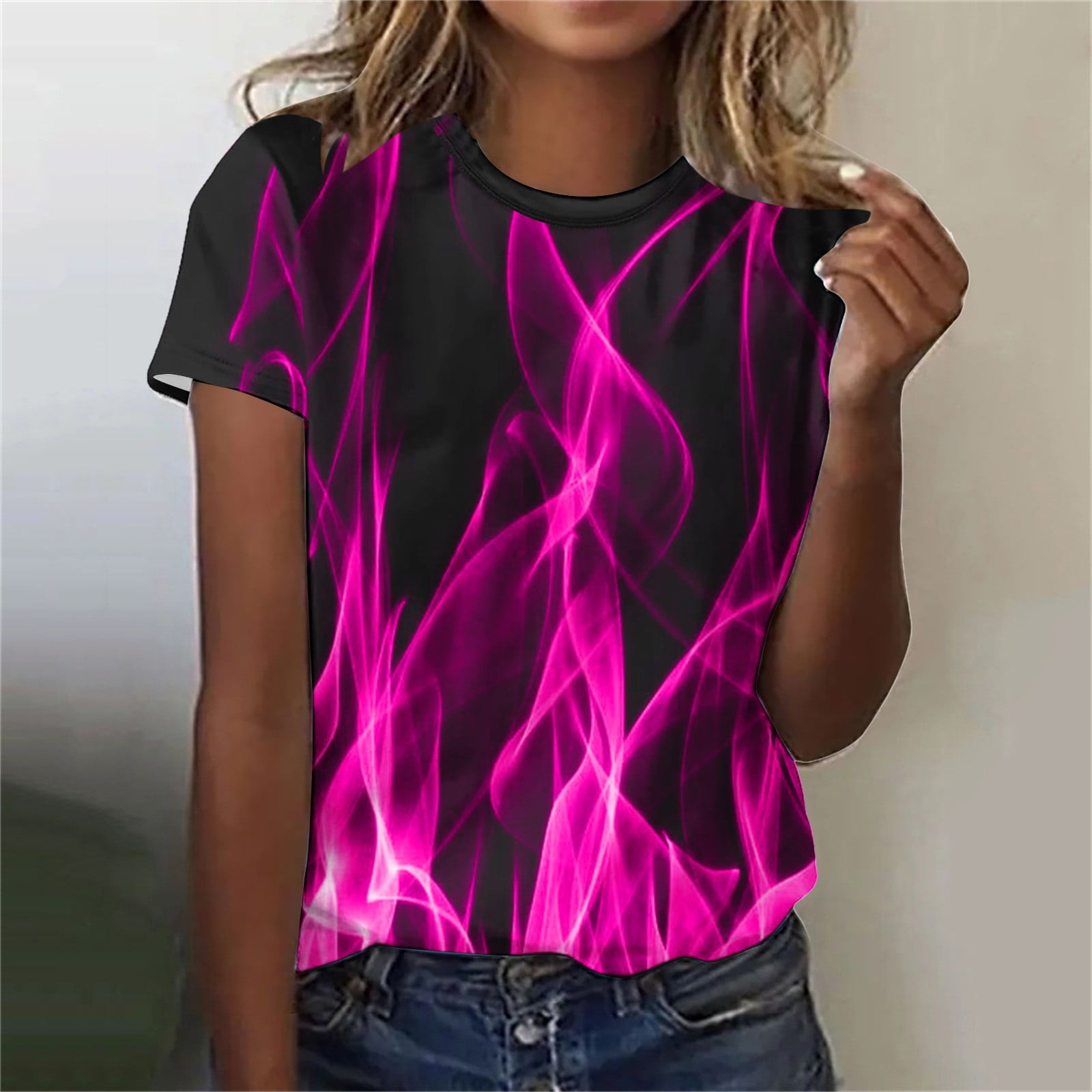 Summer Saving Clearance 2024! POTETI Shirts for Girls Hot Pink Print ...