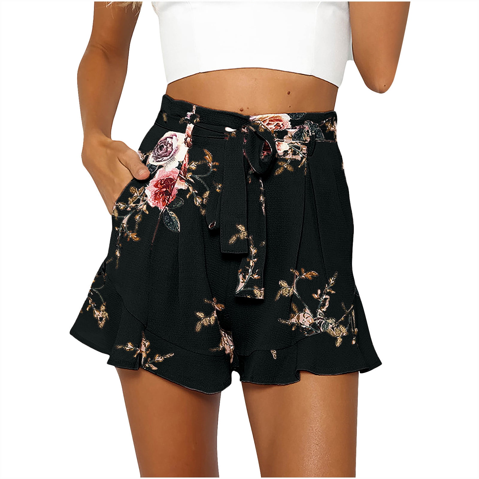 Summer Saving Clearance AXXD Gym Shorts Women Pocket Casual Floral ...