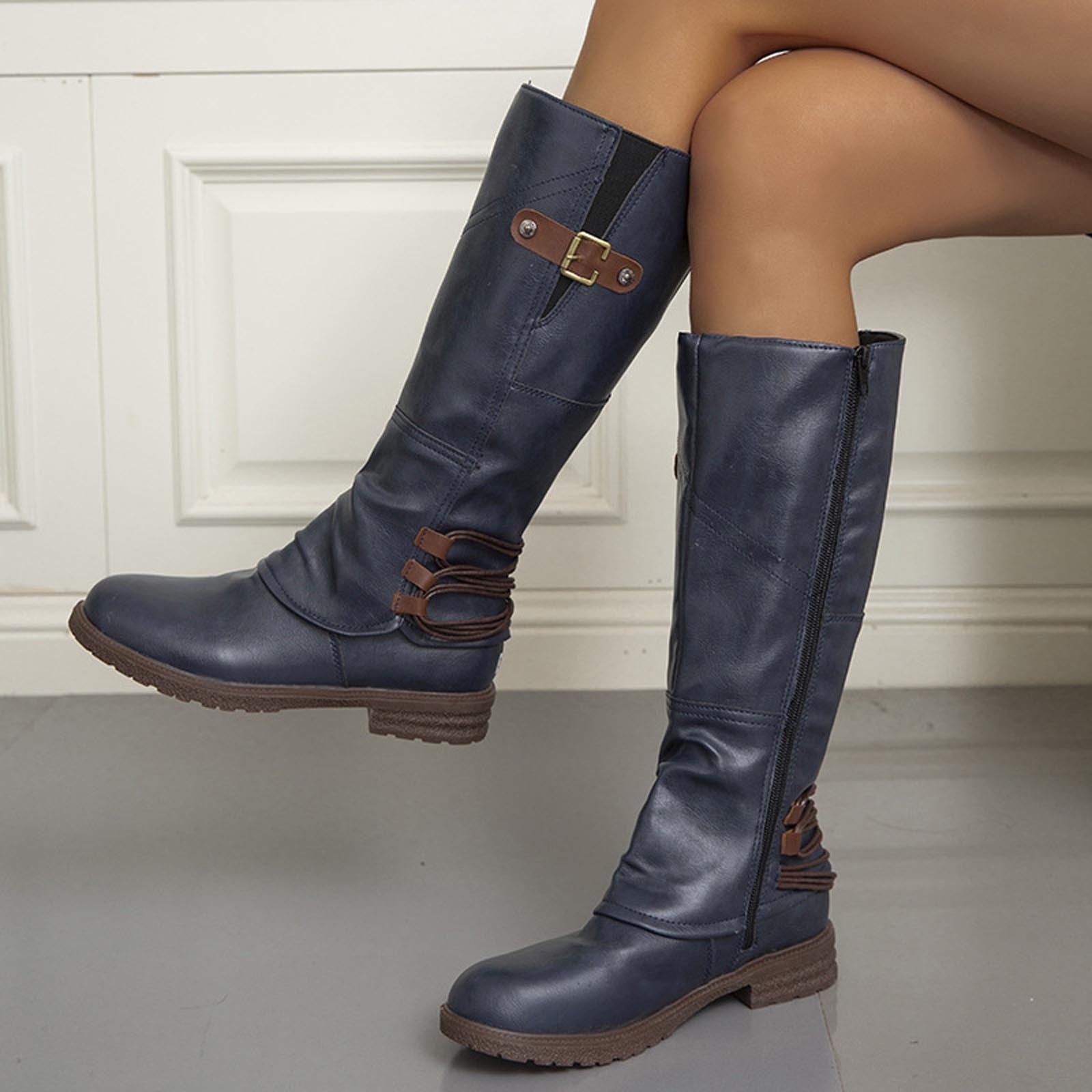 Summer Saving Clearance AXXD Low-Heeled Mid-Calf Boots,Fall Autumn ...
