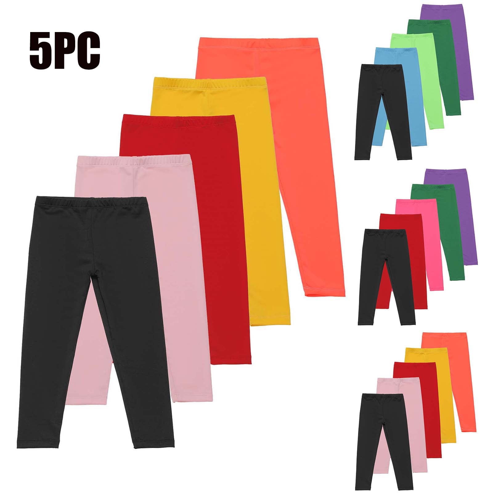 Ashirexll Girls Leggings High Waisted Pants 5 Pack Tights for Kids ...