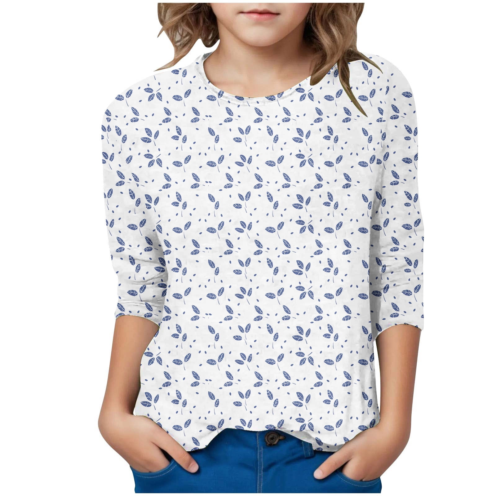 Kukoosong Girls Summer Tops Toddler Crew Neck 3/4 Sleeve Pullover Tops ...