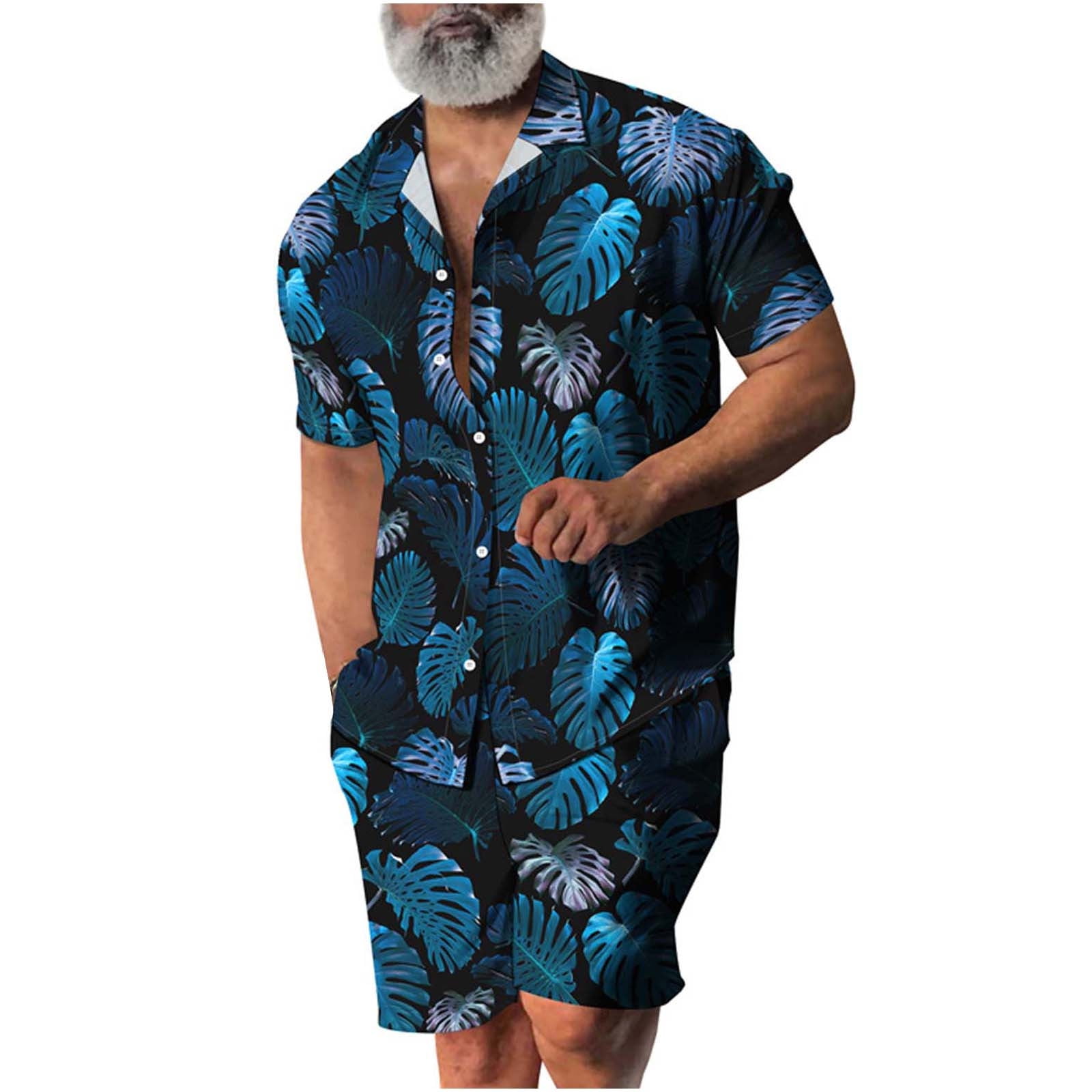 Summer Saving Clearance Pitauce Hawaiian Shirt for Men Casual Button ...