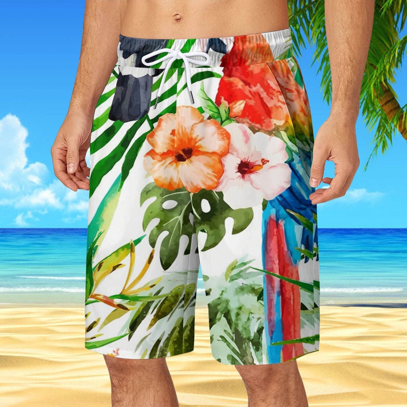 Summer Saving Clearance Pitauce Mens Shorts Boho Print Drawstring Waist ...