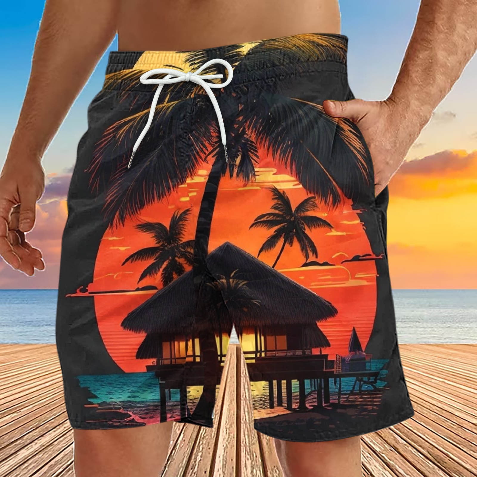 Summer Saving Clearance Pitauce Mens Shorts Casual Elastic Waist ...